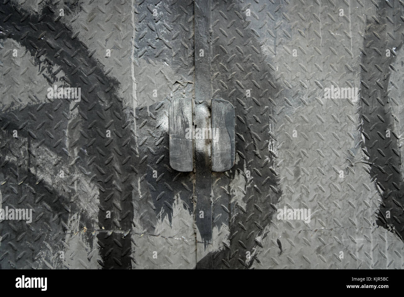 Metal door of an industrial factory gate / door shut securely Stock ...