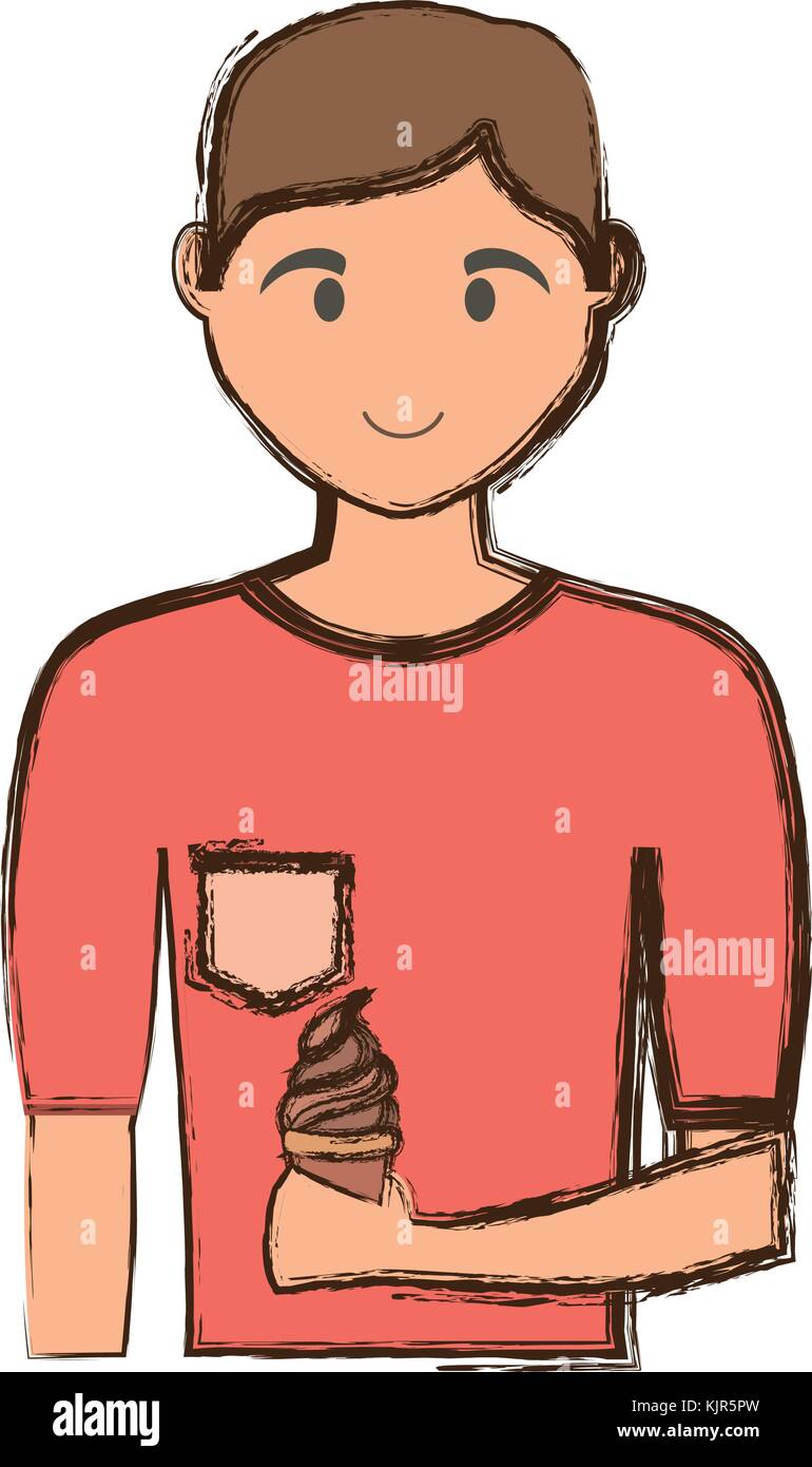 Man With Ice Cream Cone Vector Illustration Stock Vector Image And Art Alamy