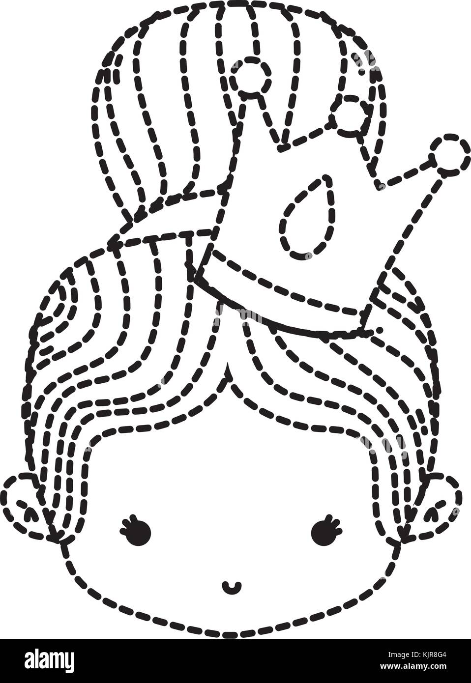 dotted shape girl head with crown and bun hair Stock Vector Image & Art ...