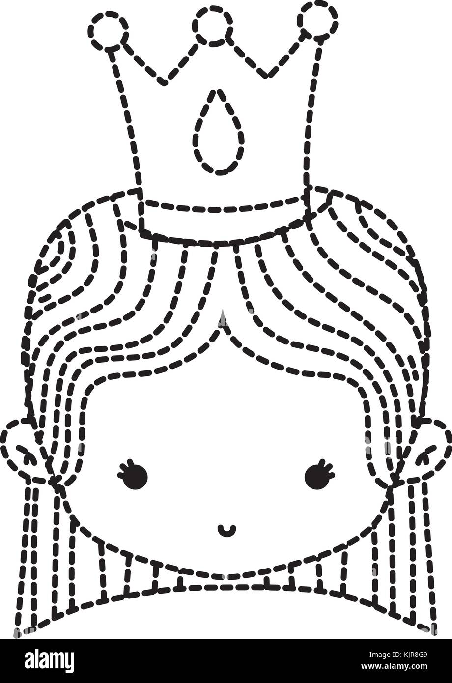 dotted shape girl head with crown and straight hair Stock Vector Image ...