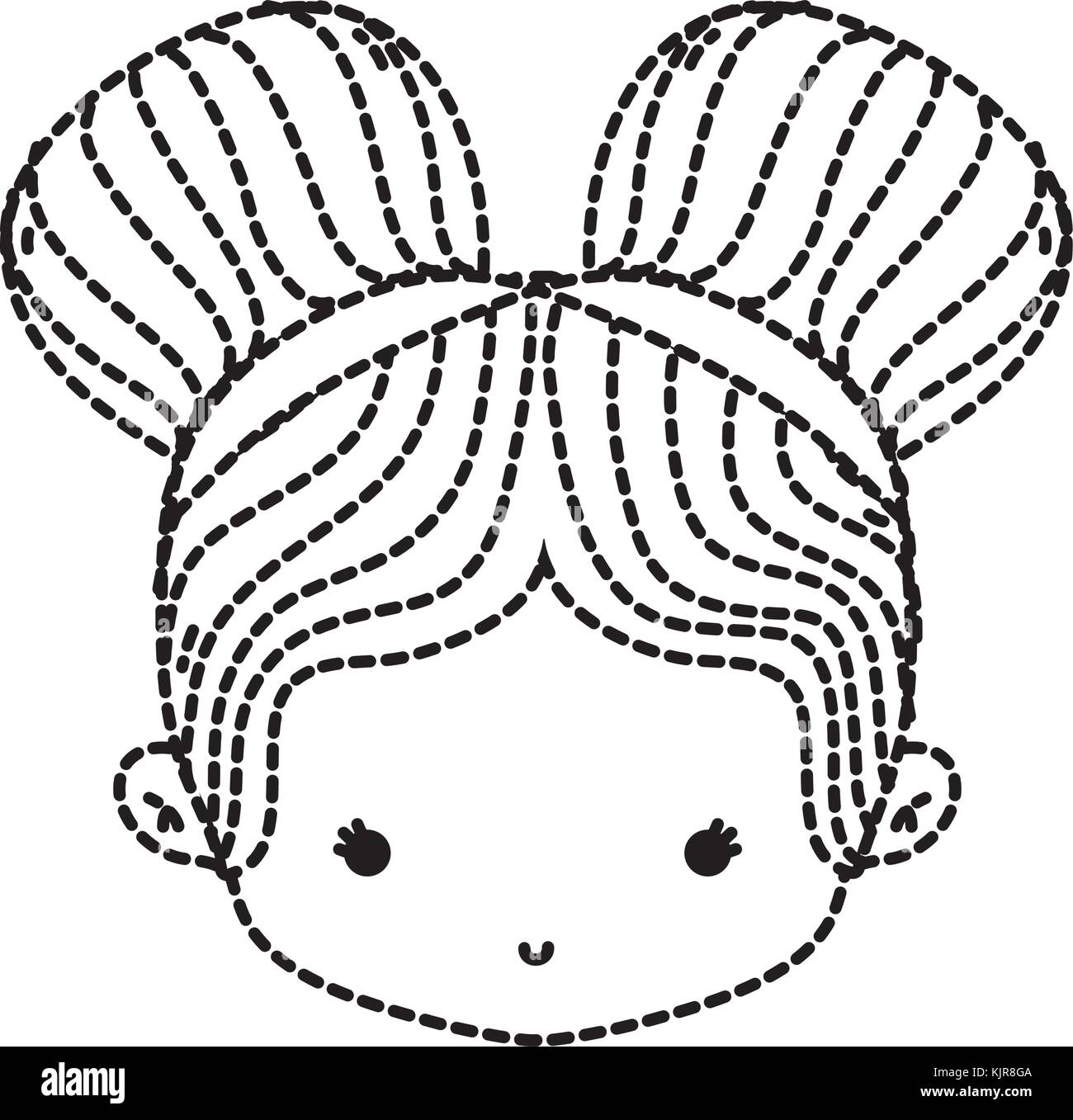 dotted shape girl head with two buns hair design Stock Vector Image ...