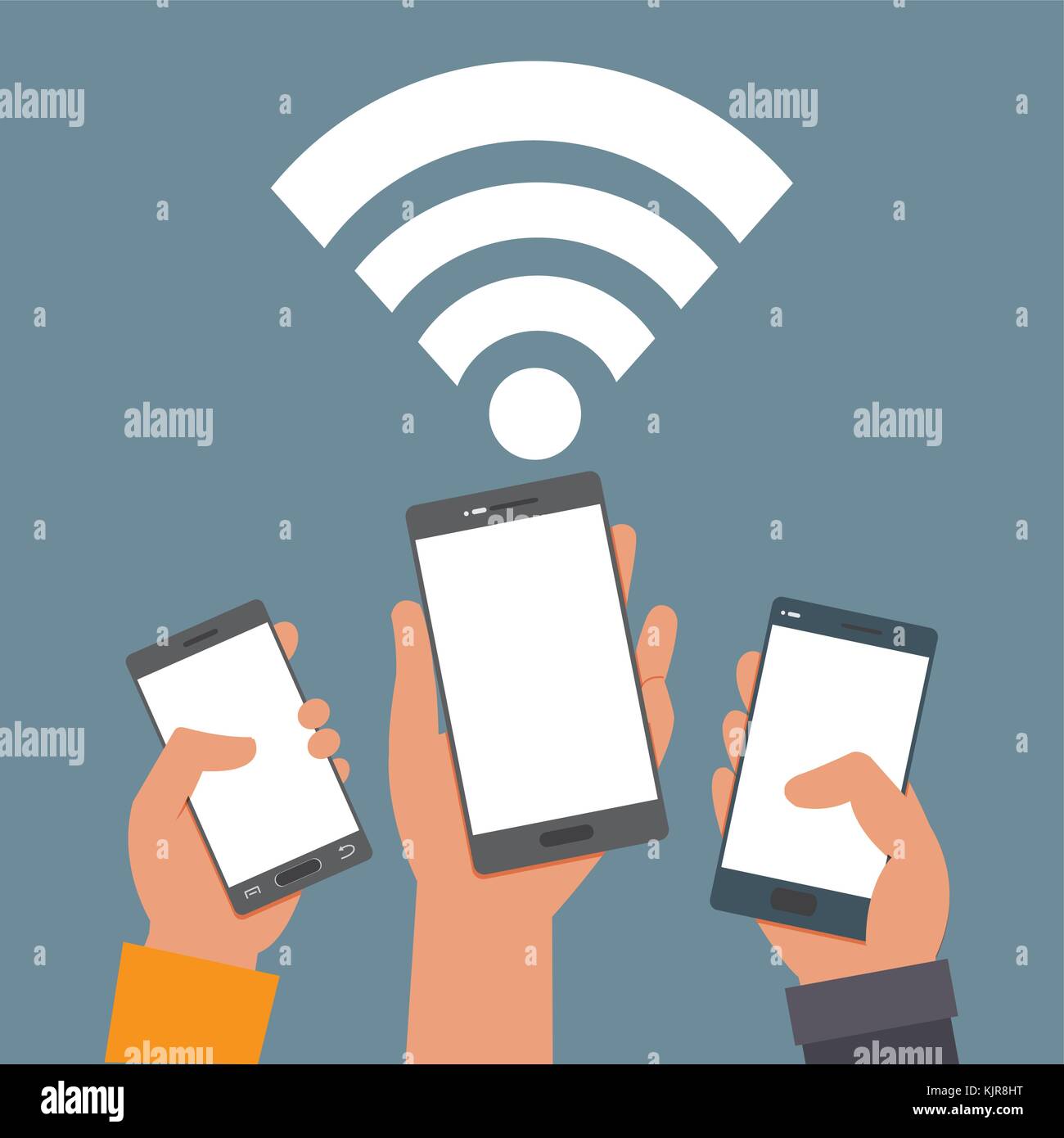 smartphones technology in the hands with wifi connection Stock Vector ...