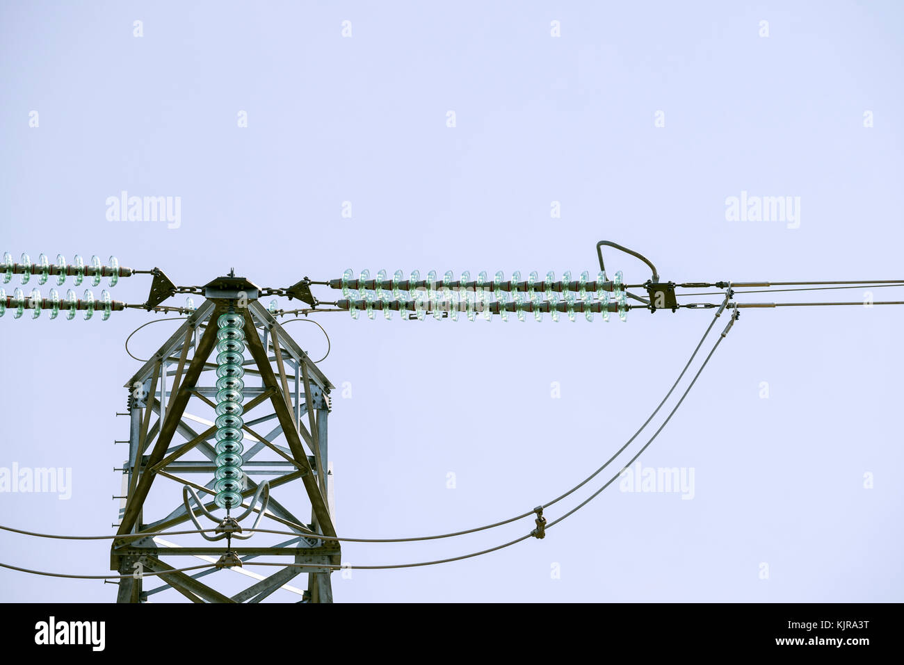 A detailed view of insulators on a high tension power line Stock Photo ...