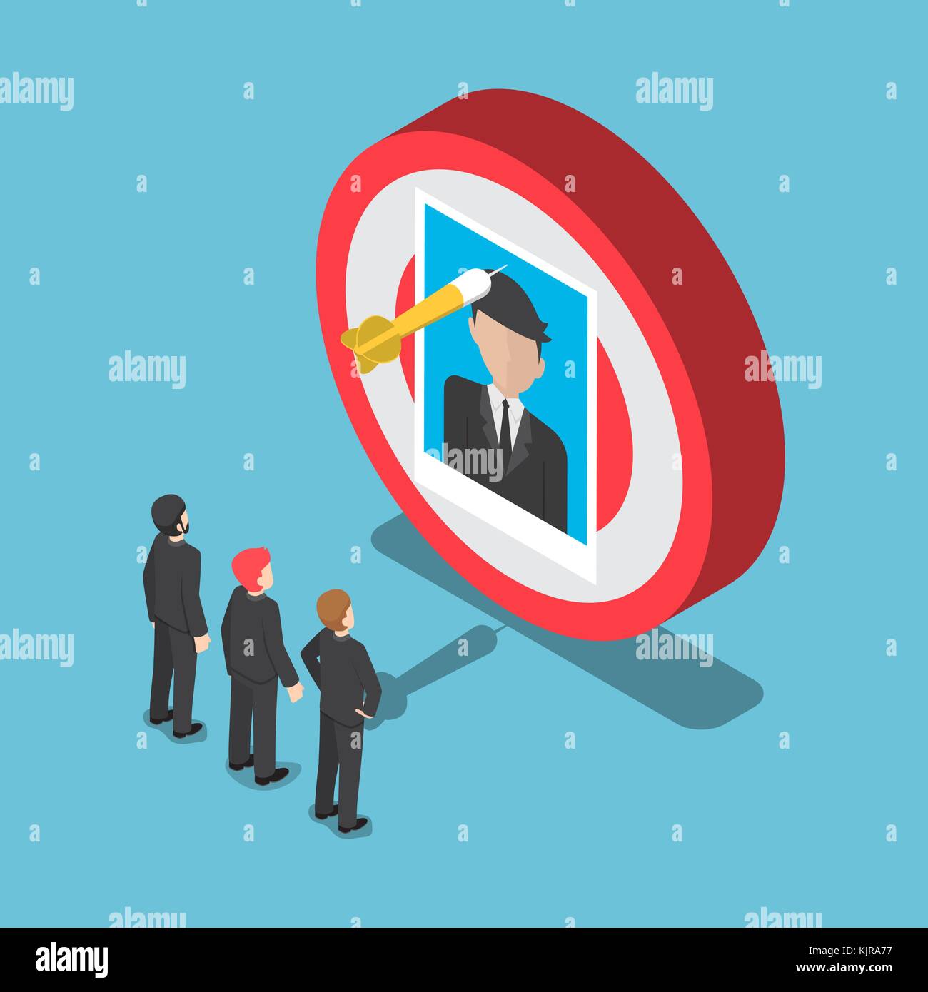 Flat 3d isometric business people looking at the businessman picture on ...