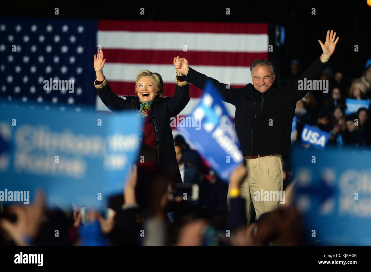 PHILADELPHIA, PA - OCTOBER 22: Tim Kaine and Hillary Clinton campaign ...