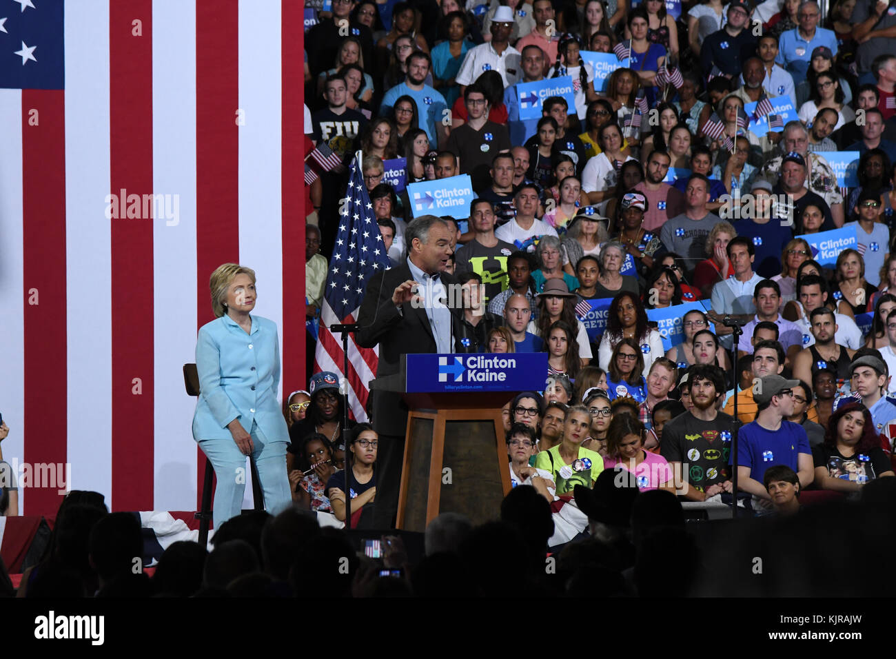 MIAMI, FL - JULY 23: (L-R) Democratic Presumptive Nominee for President ...