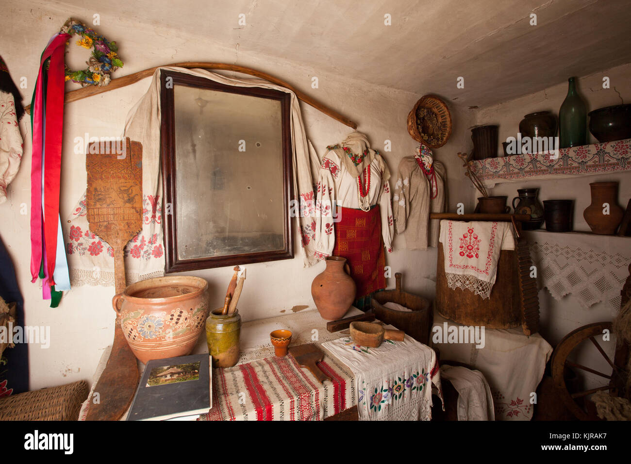 interior of the Ukrainian house authentic embroidery and decoration of ...