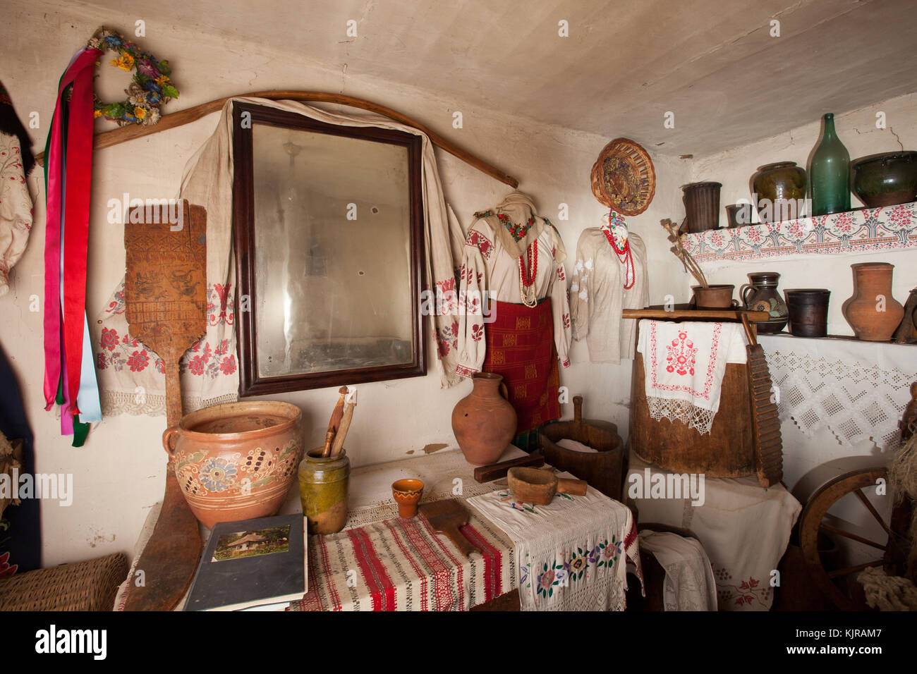 interior of the Ukrainian house authentic embroidery and decoration of ...