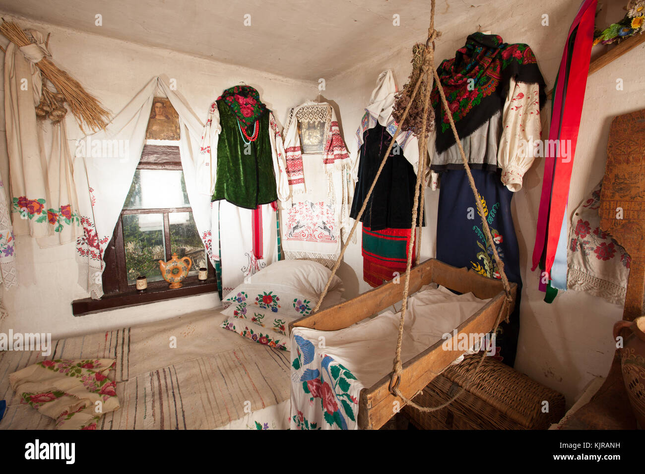 interior of the Ukrainian house authentic embroidery and decoration of ...