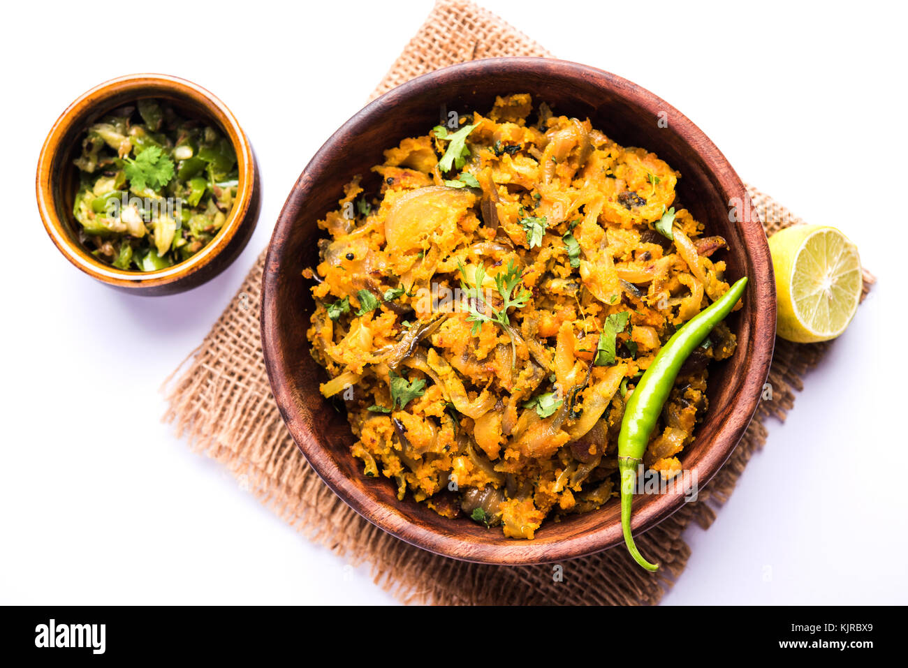 Zunka Bhakar Pithla or pitla, popular vegetarian recipe from India ...