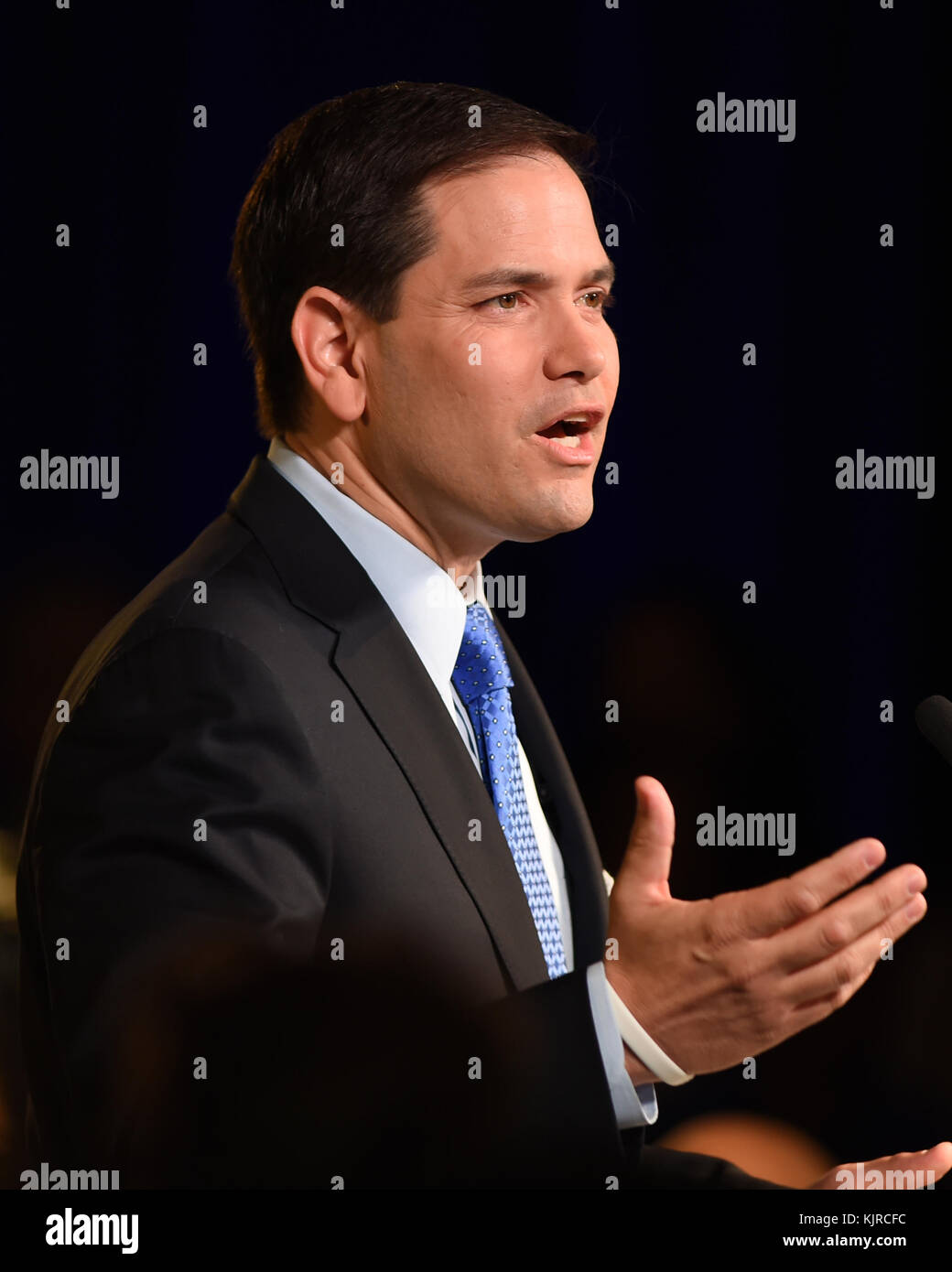 MIAMI, FL - APRIL 13: U.S. Sen. Marco Rubio (R-FL) stands with his wife ...