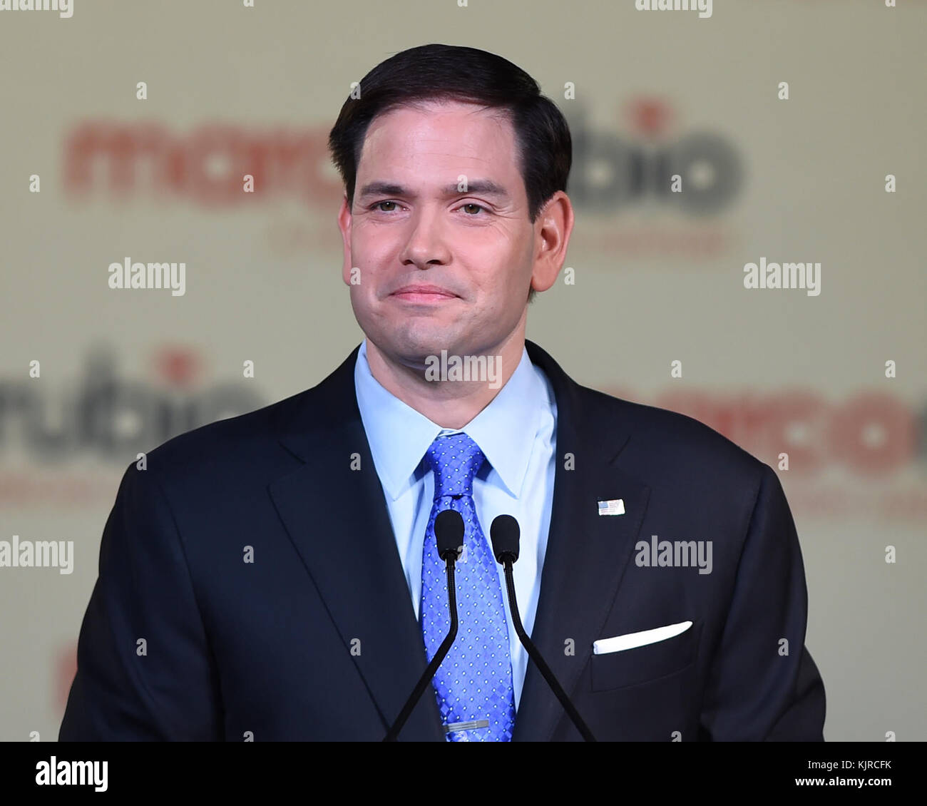 MIAMI, FL - APRIL 13: U.S. Sen. Marco Rubio (R-FL) stands with his wife ...