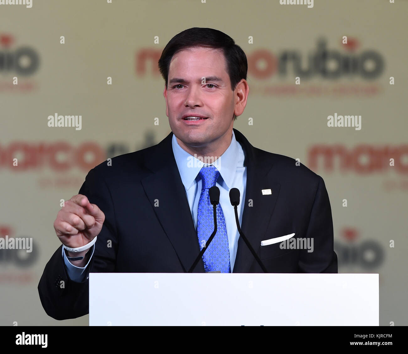 MIAMI, FL - APRIL 13: U.S. Sen. Marco Rubio (R-FL) stands with his wife ...
