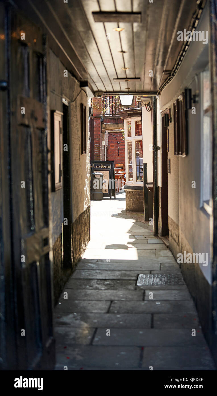 Traditional narrow covered alleyway, Beverley, East Yorkshire, UK Stock ...