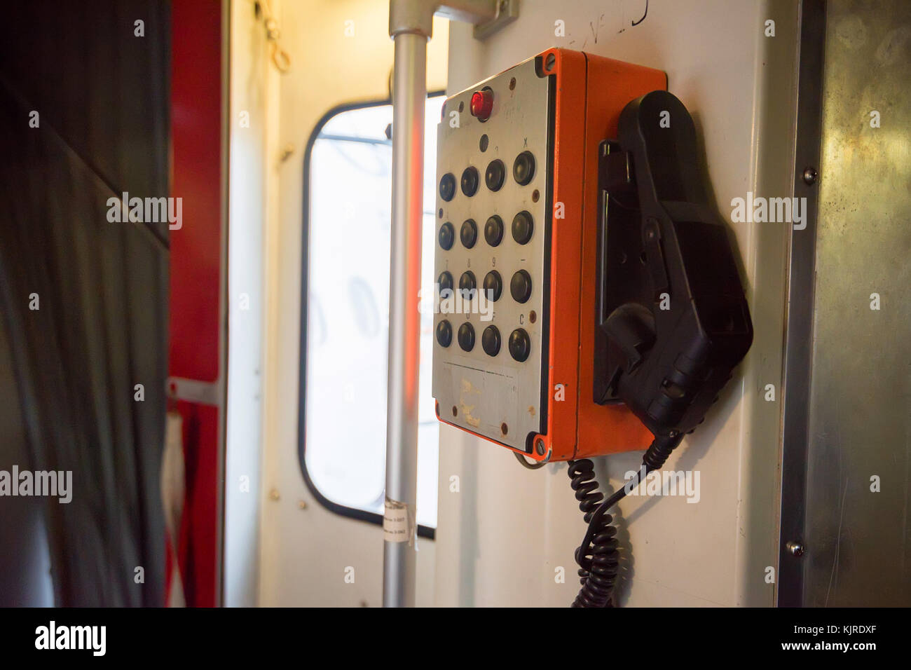 Close up old intercom in airport Stock Photo - Alamy