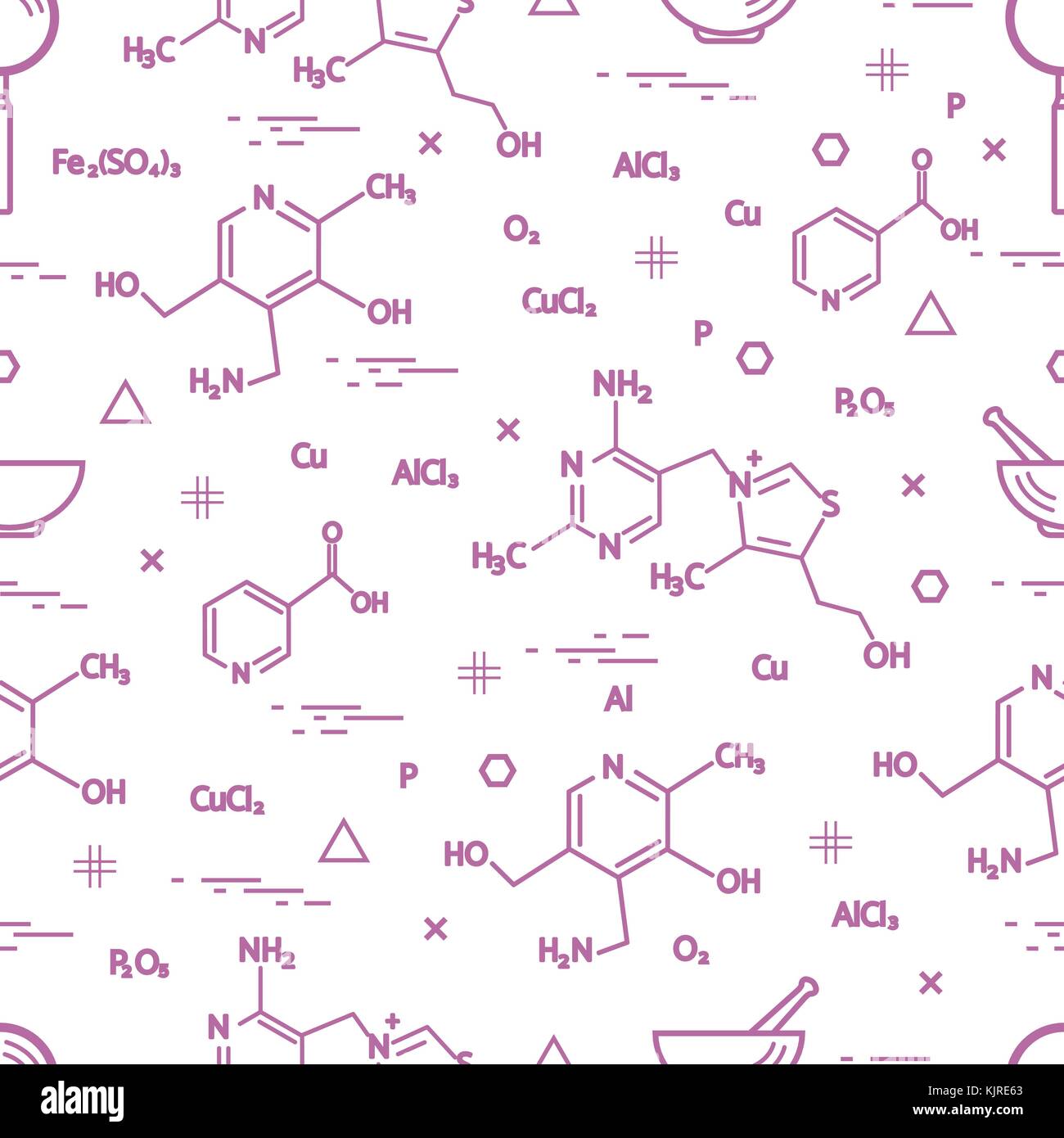 Seamless pattern with scientific, education elements: molecular ...