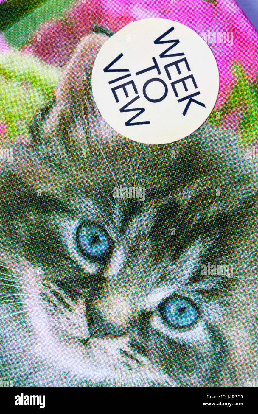 Week to view sticker on diary Stock Photo - Alamy