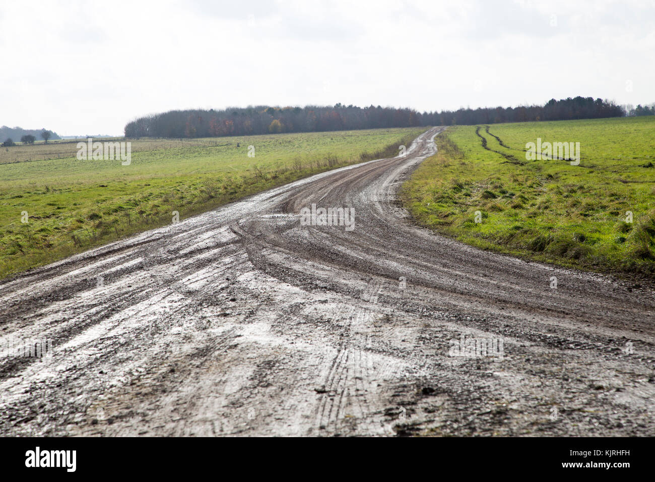 Unsurfaced track road chalk upland landscape Figheldean Down, Salisbury ...