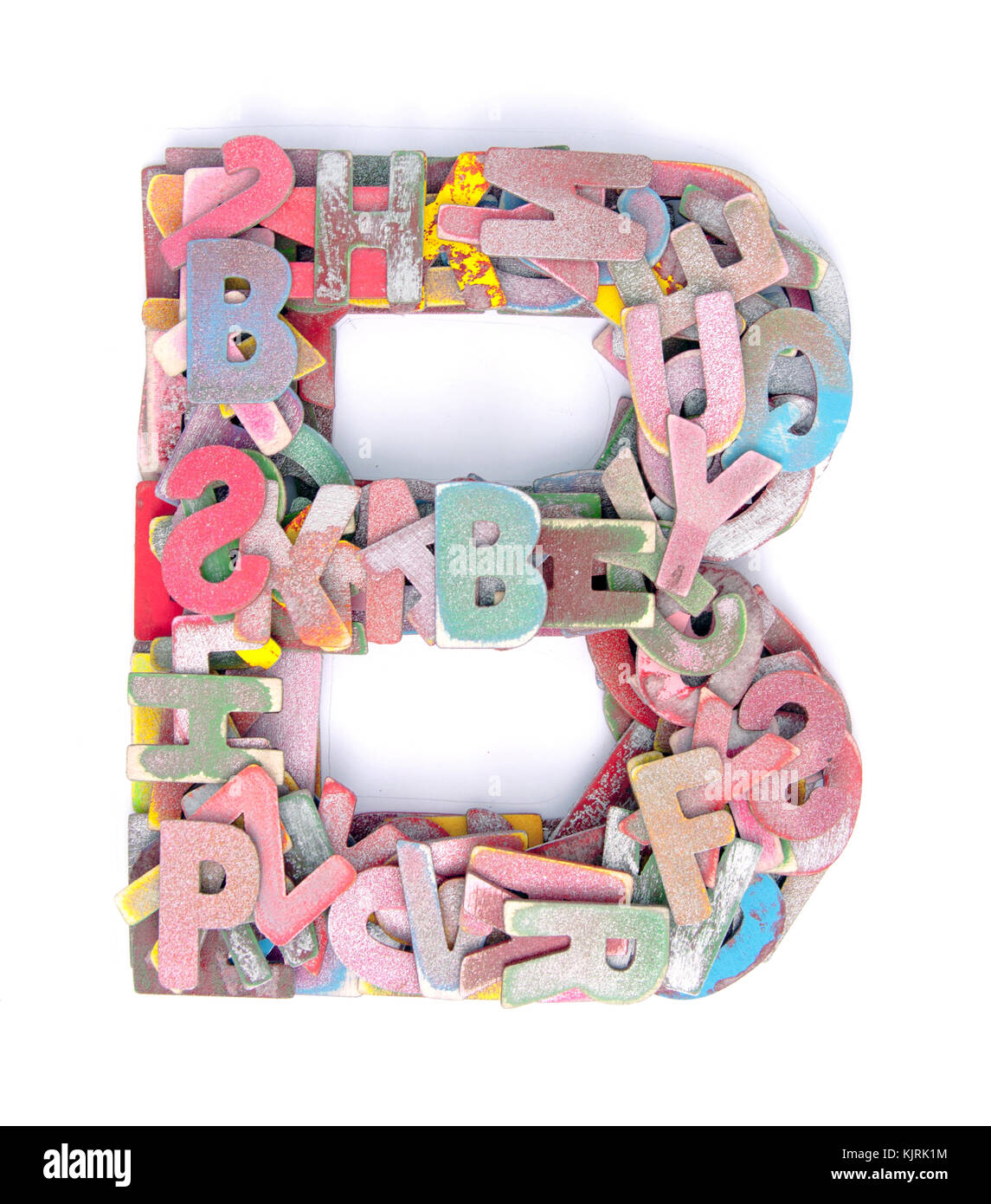 lots of small wooden letters to make up the letter B Stock Photo - Alamy