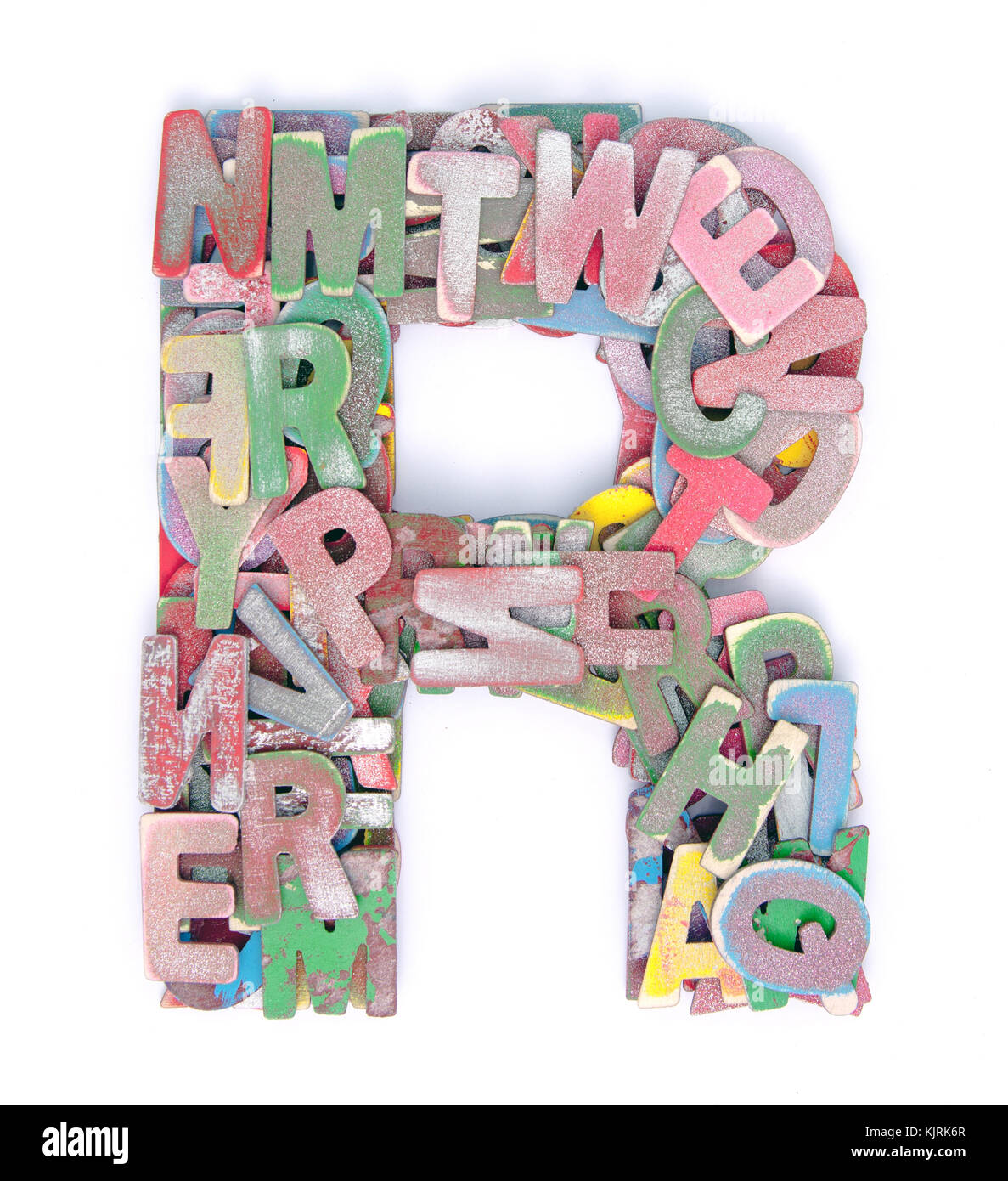 lots of small wooden letters to make up the letter R Stock Photo - Alamy