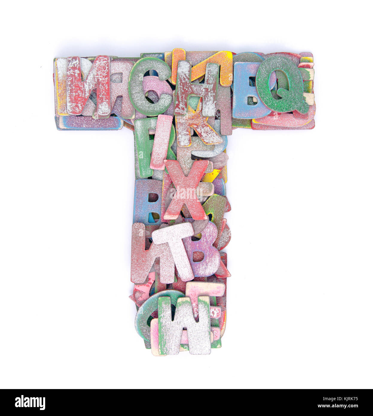 lots of small wooden letters to make up the letter T Stock Photo - Alamy
