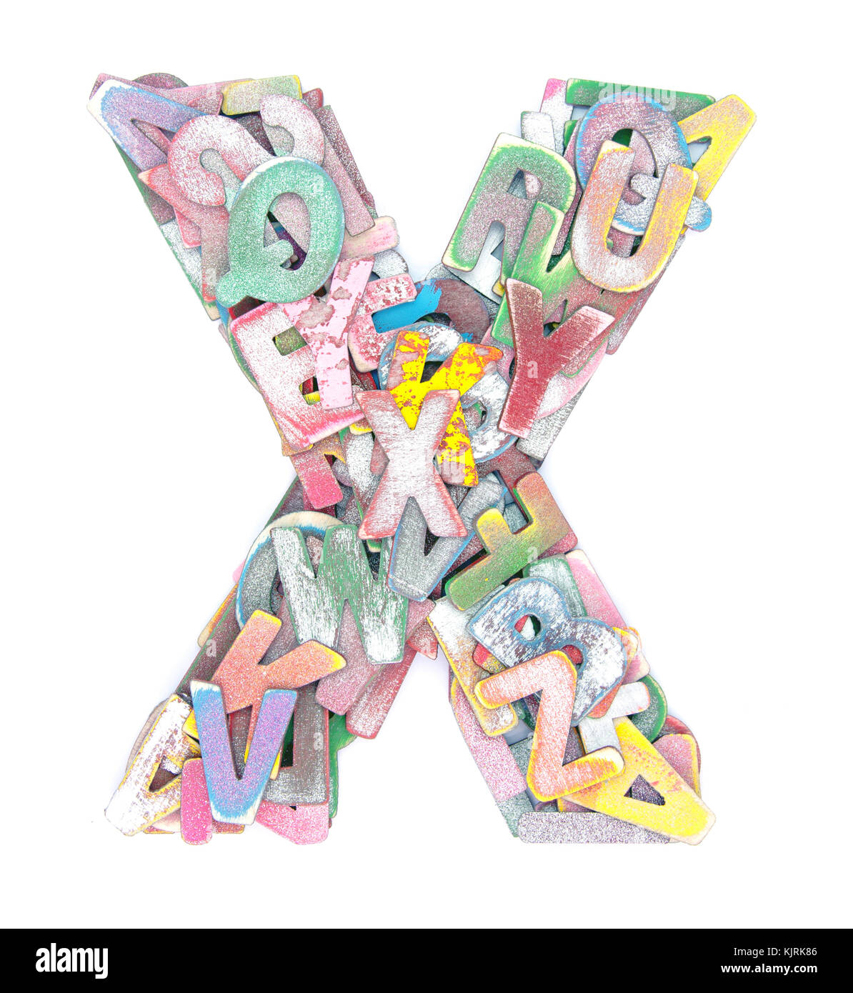 lots of small wooden letters to make up the letter ,X Stock Photo - Alamy