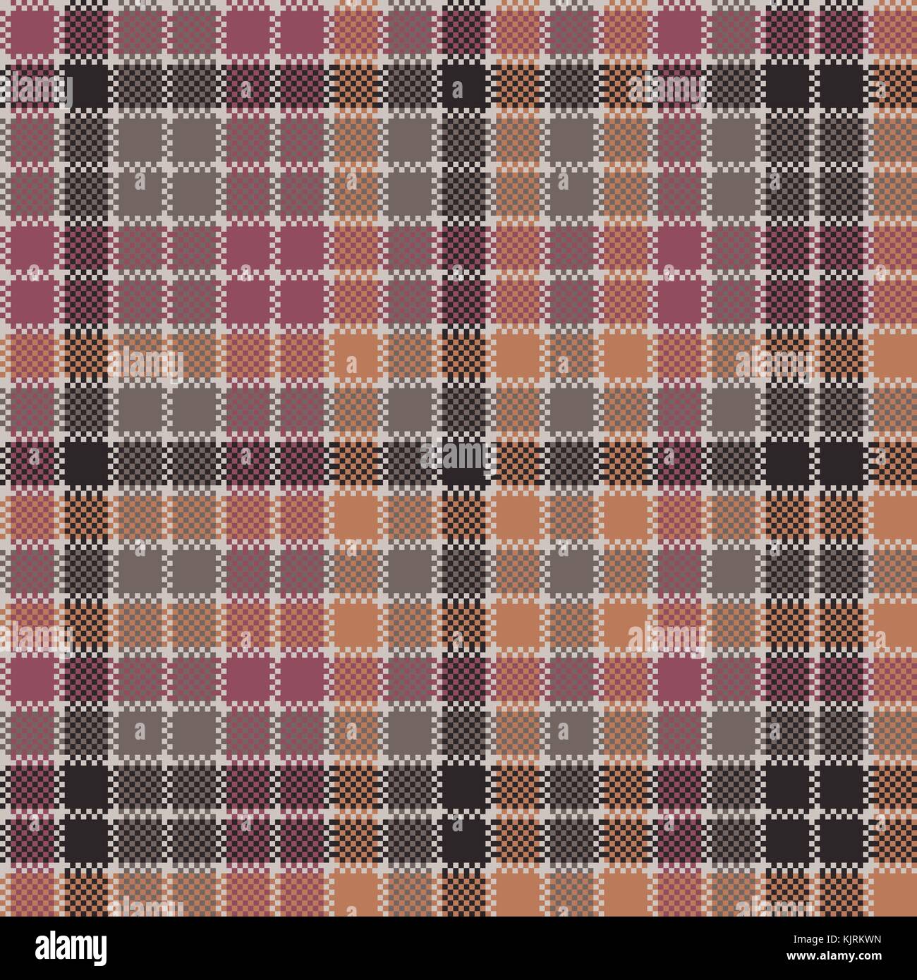 Mosaic check plaid pixel fabric texture seamless pattern. Flat design ...