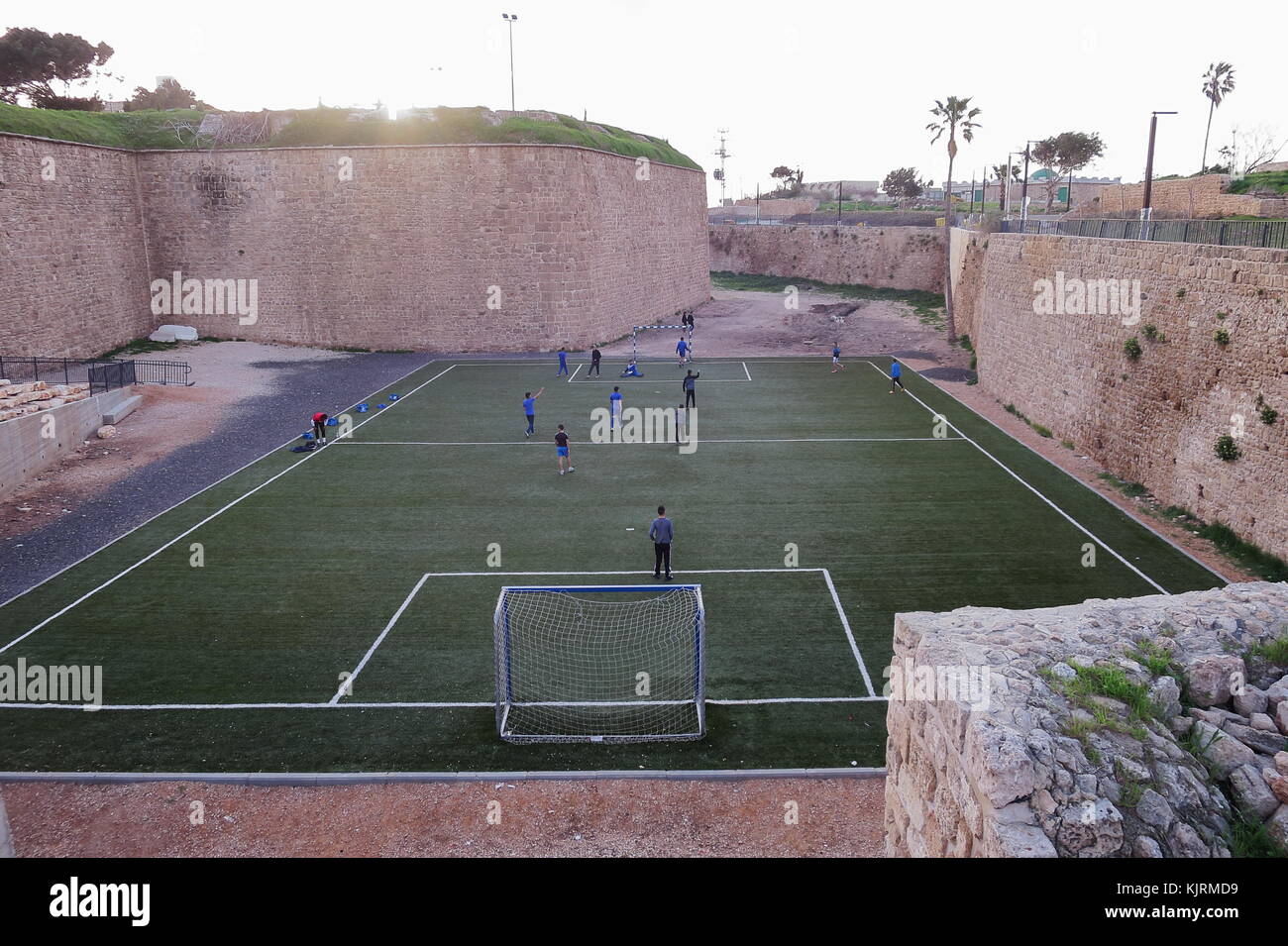 Football Ground in the moat - Acre - Israel Stock Photo - Alamy