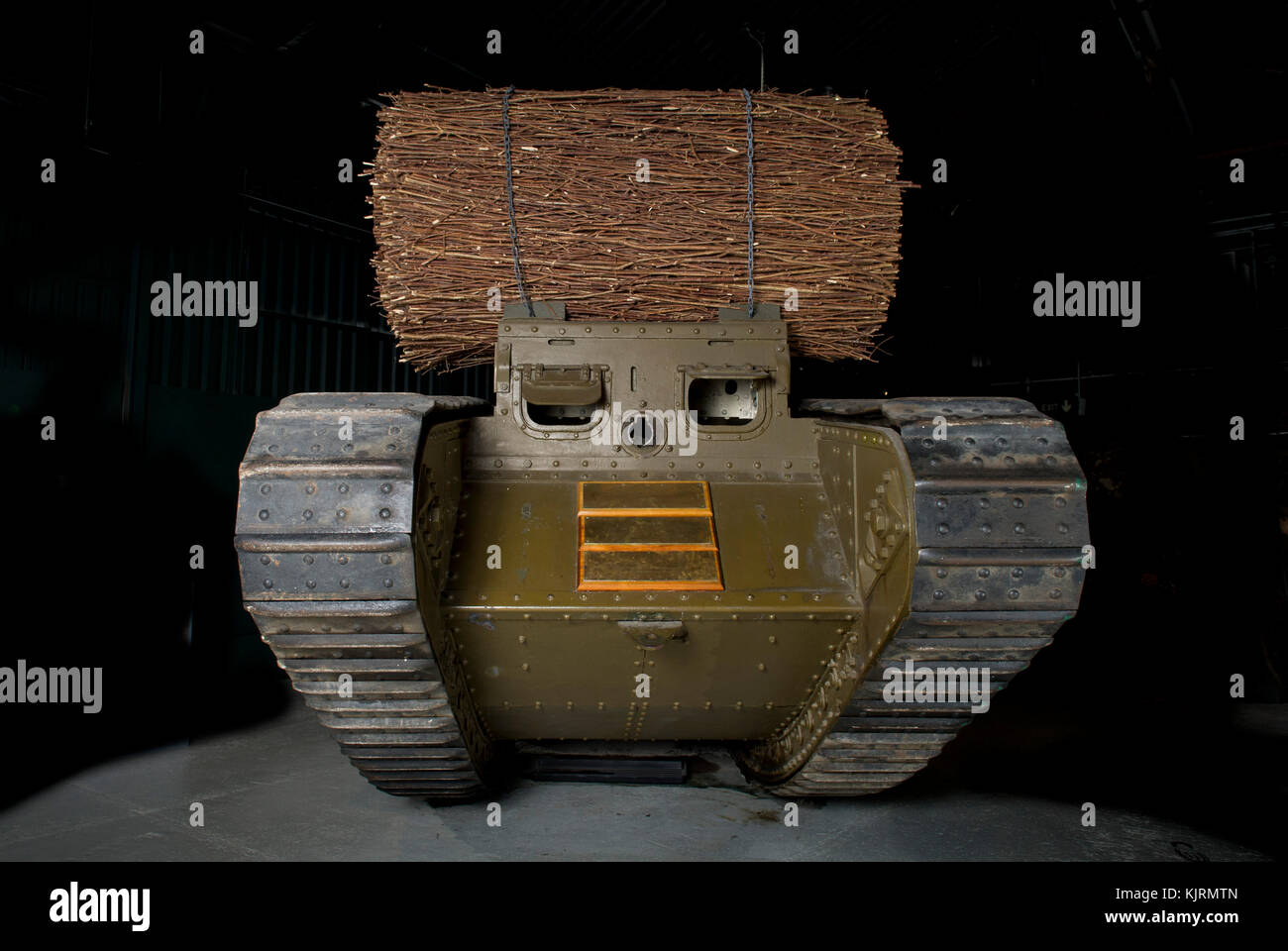British Mark IV (male) tank (102) with a fascine at The Tank museum and ...
