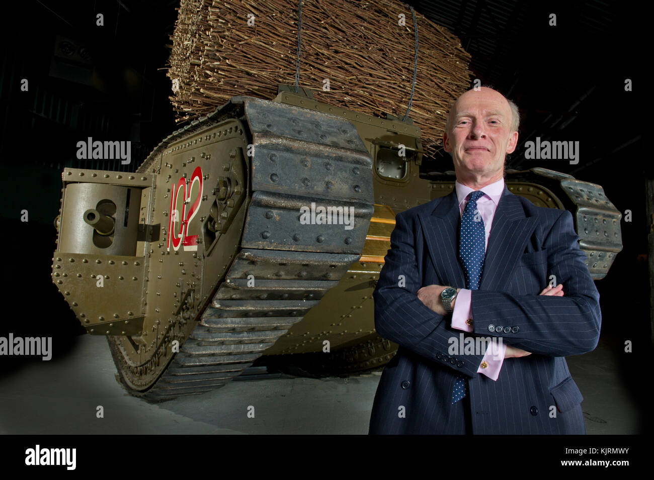 British Mark IV (male) tank (102) with a fascine at The Tank museum and ...