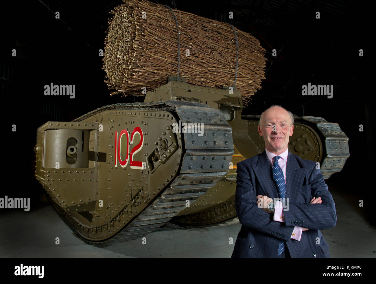 British Mark IV (male) tank (102) with a fascine at The Tank museum and ...