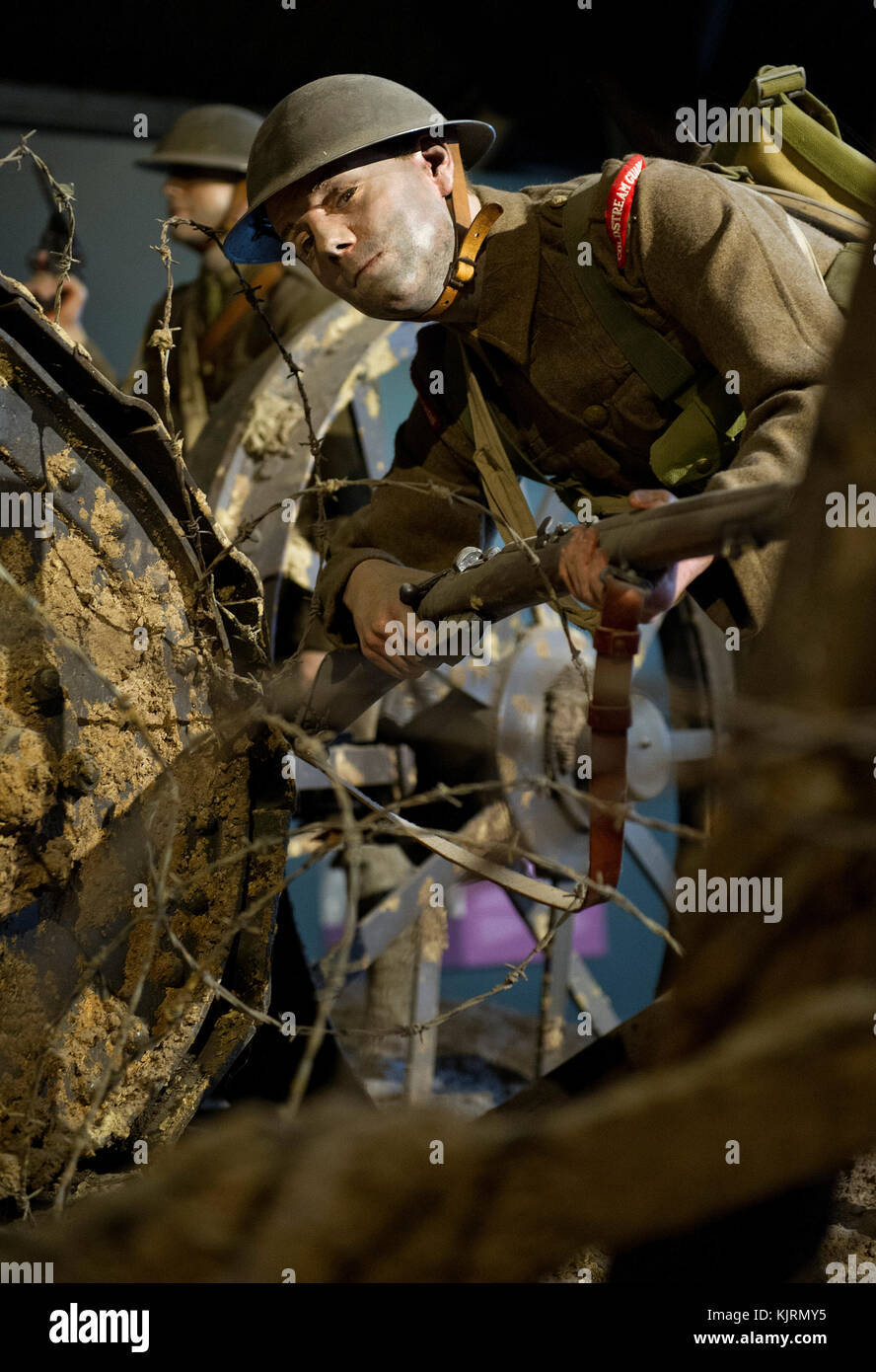 British Mark IV (male) tank (102) with a fascine at The Tank museum and ...