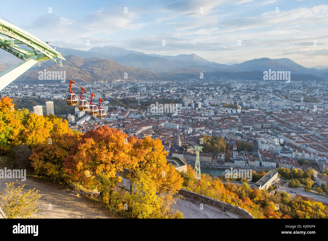 view of grenoble with cable car bubbles Stock Photo - Alamy