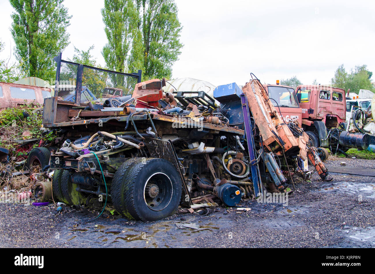 A scrap yard that specifically holds broken down vehicles for scrap and ...