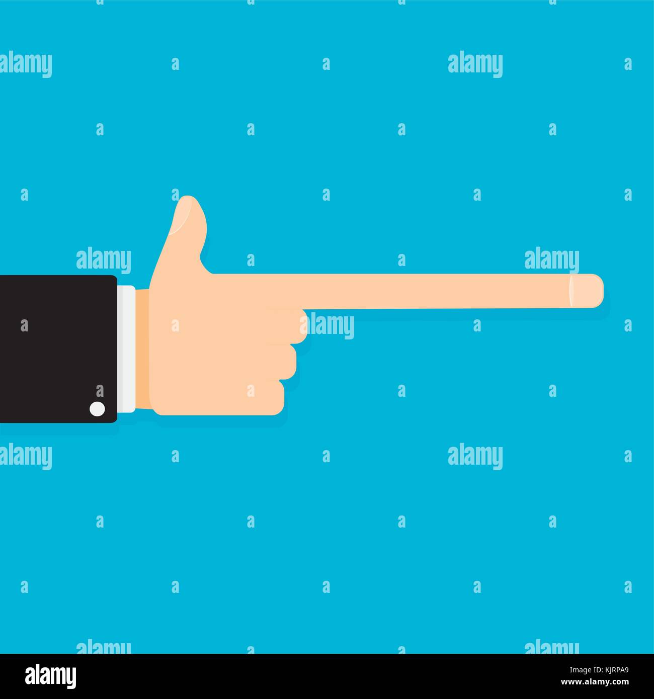Finger pointer banner with place for text. Direction hand gesture ...