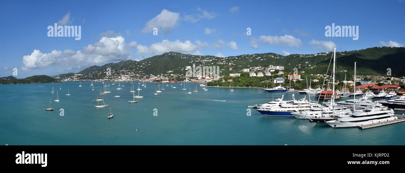 Aerial panoramic view of Charlotte Amalie, Saint Thomas, US Virgin ...