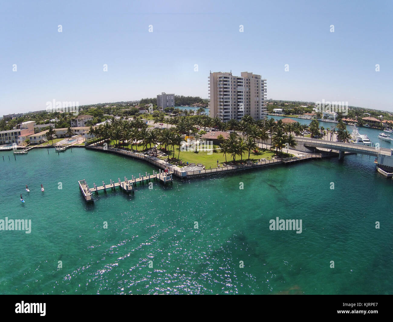 Aerial view of South Florida waterfront pier and promenade Stock Photo ...