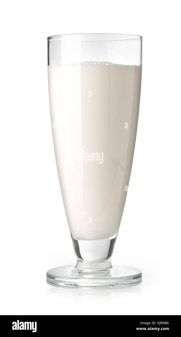 fresh milk in the glass on white background, isolated. With clipping ...