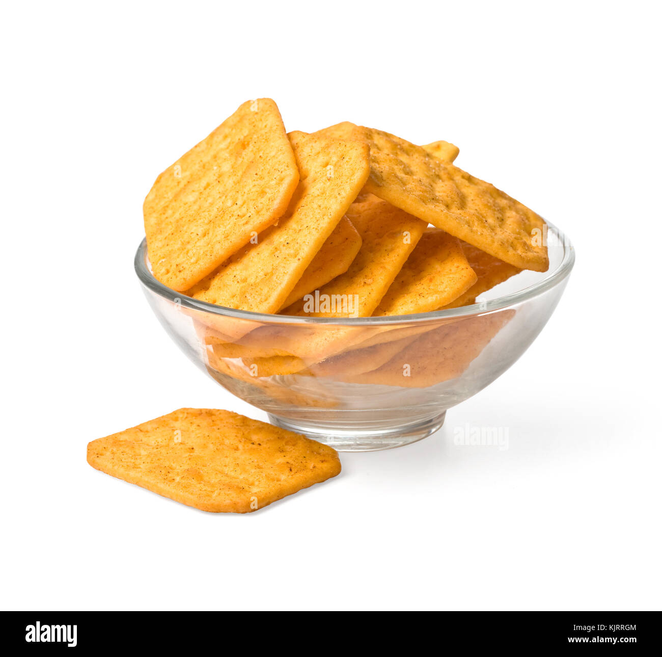 crackers pile on a plate on white background. With clipping path Stock ...