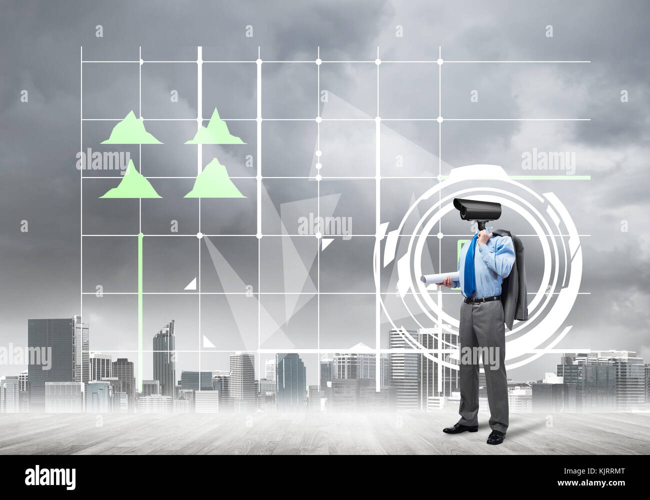 Concept of security and privacy protection with camera headed man Stock ...