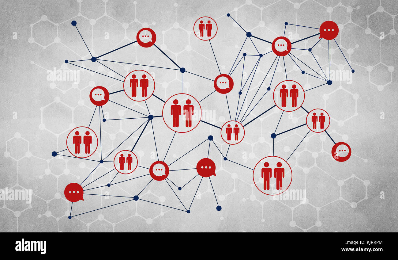 Lines and dots as networking idea drawn on cement background Stock ...