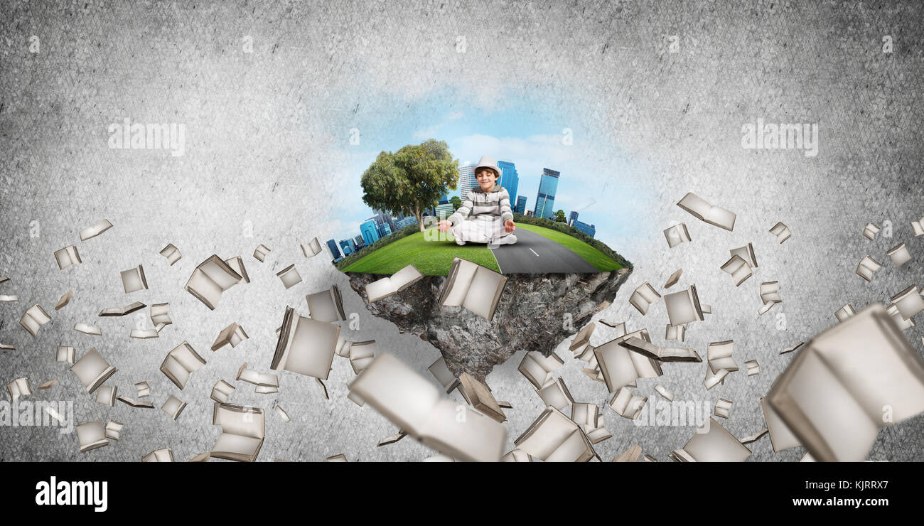 Little boy keeping mind conscious Stock Photo - Alamy