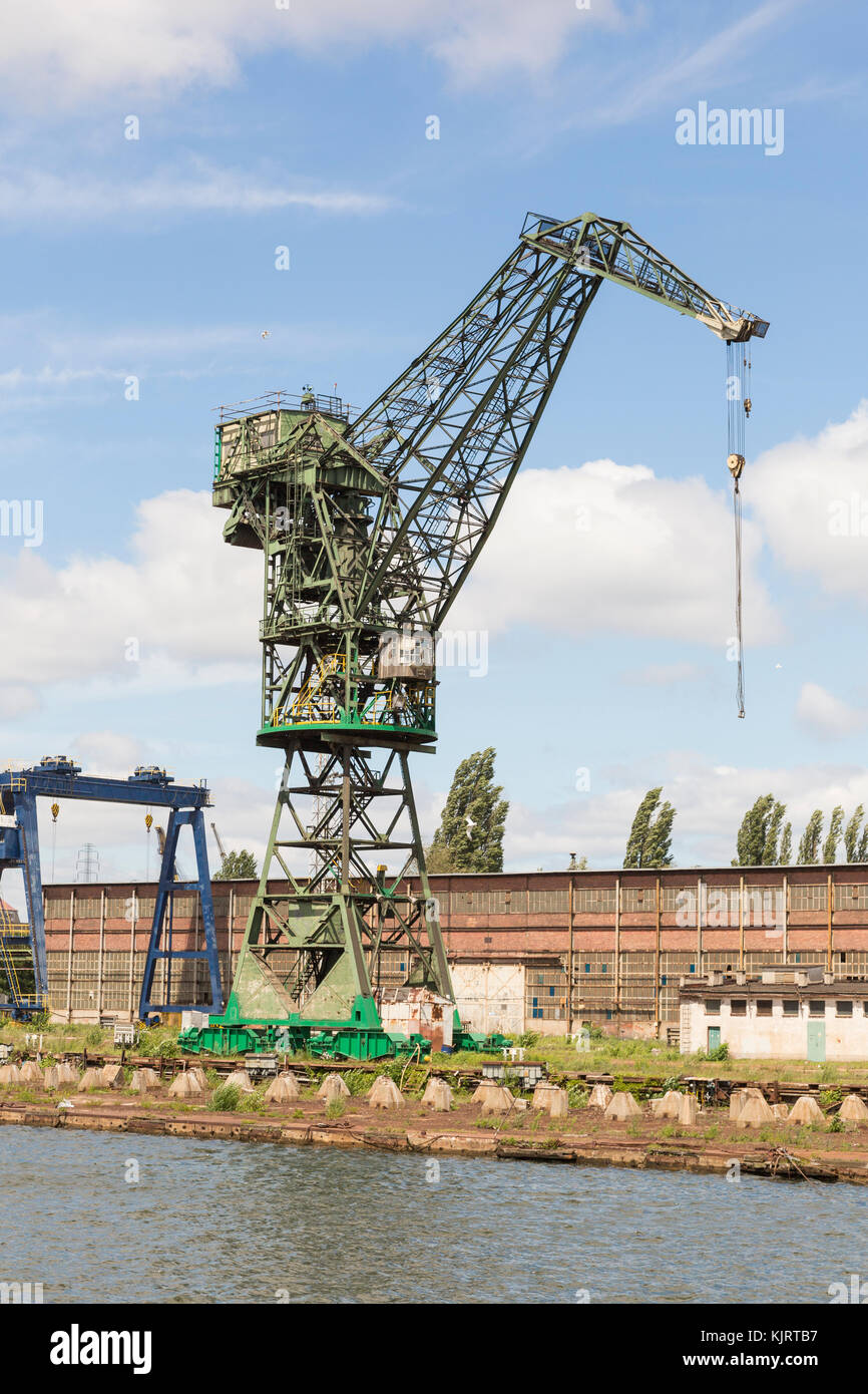 Danzig, Poland - July 7 2016: Stocznia Gdanska industrial factory with ...