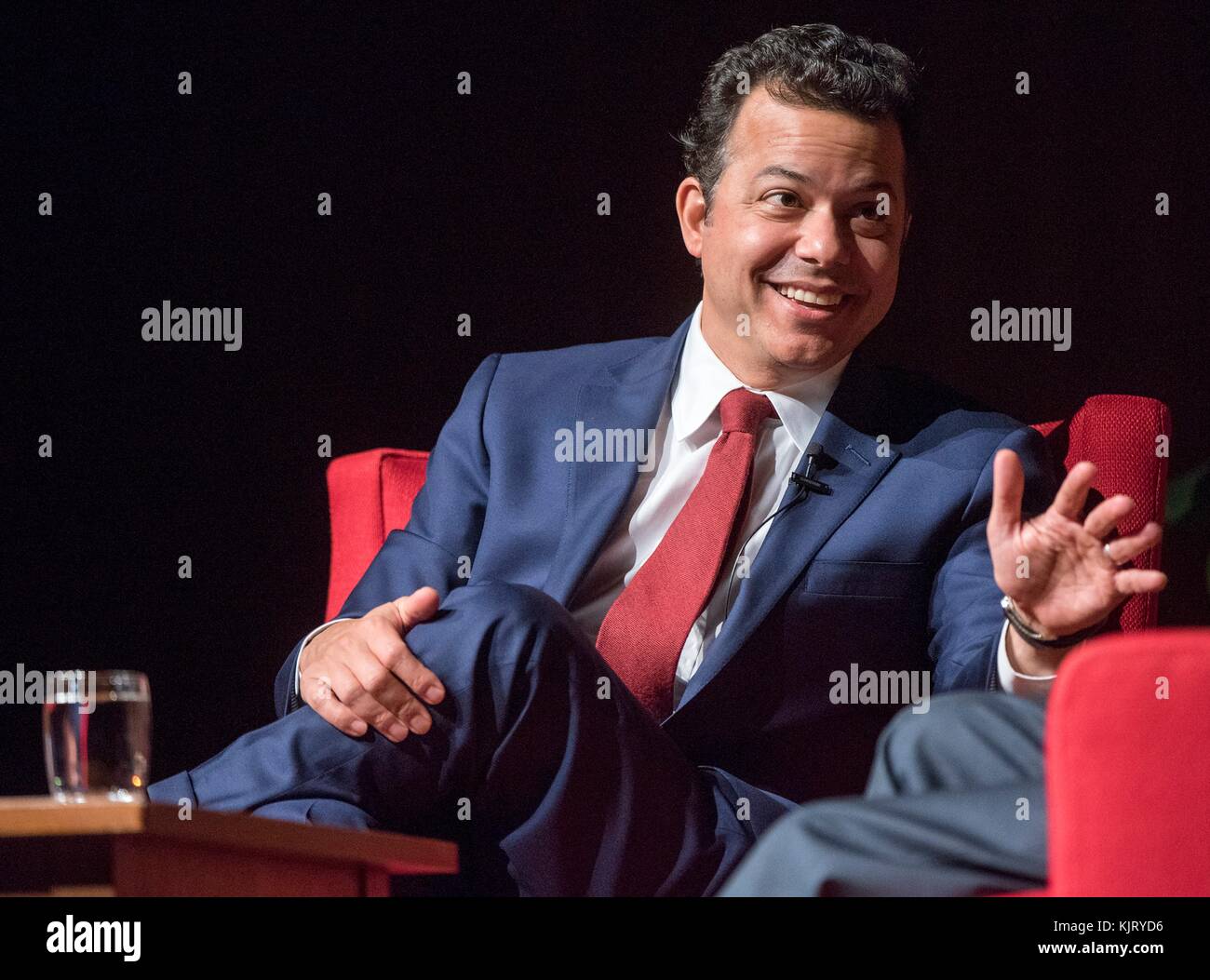 U.S. journalist and political commentator John Avlon speaks to National ...