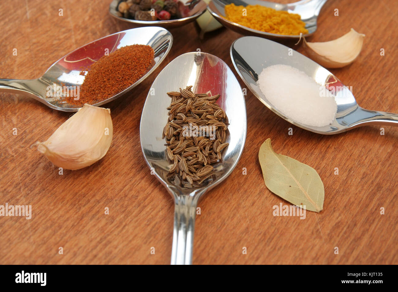 Food seasoning. Cooking spices in a teaspoons Stock Photo - Alamy