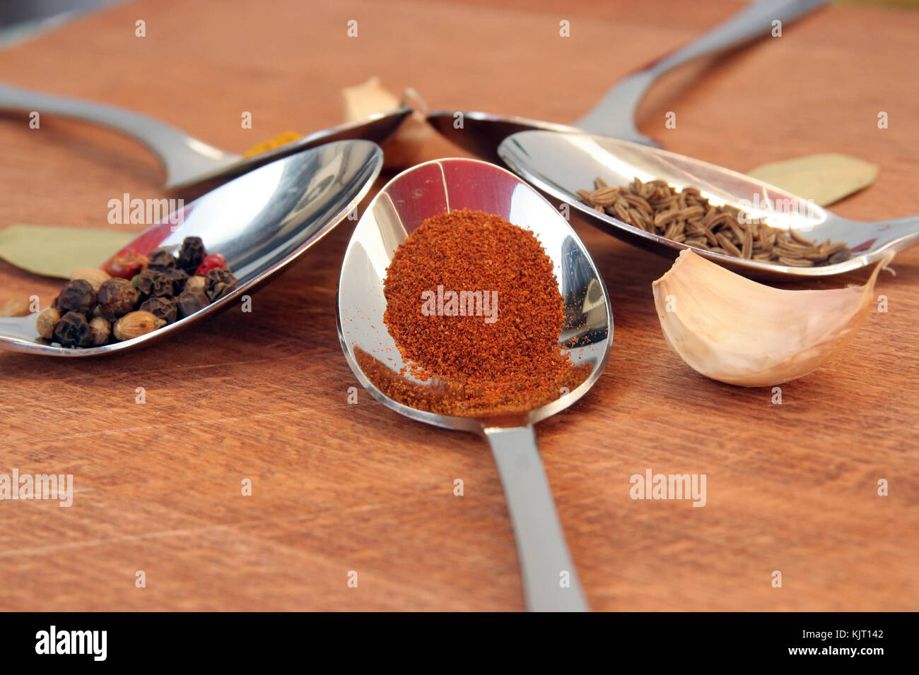 Food seasoning. Cooking spices in a teaspoons Stock Photo - Alamy