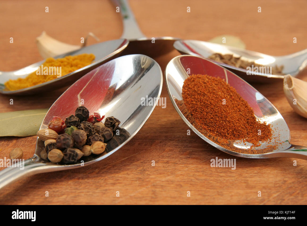 Food seasoning. Cooking spices in a teaspoons Stock Photo - Alamy