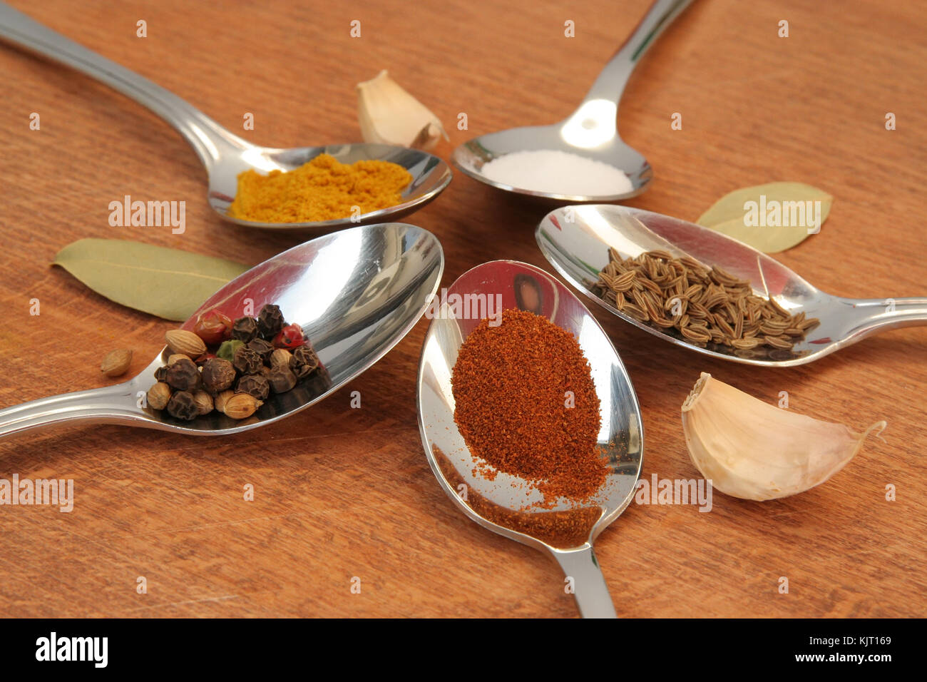 Food seasoning. Cooking spices in a teaspoons Stock Photo - Alamy
