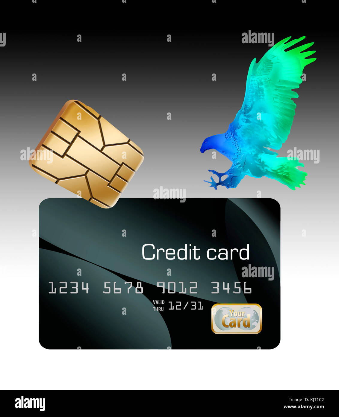 A hologram eagles lands on a credit card and an EMV security chip comes ...