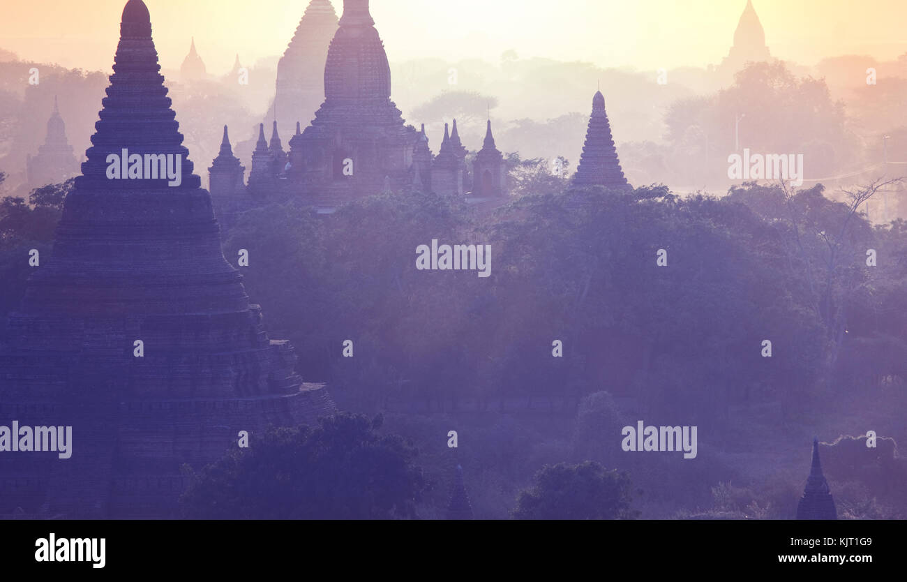 Bagan at sunset in Myanmar Stock Photo - Alamy